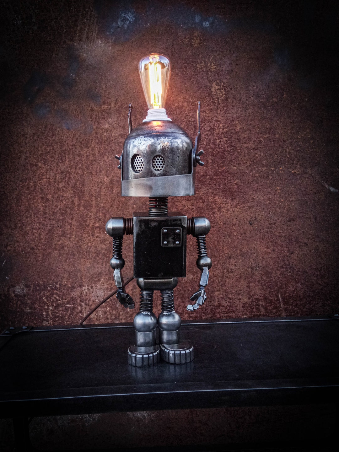 Robot Metal Sculpture Table Lamp / Cute Little Robot Figure - Etsy