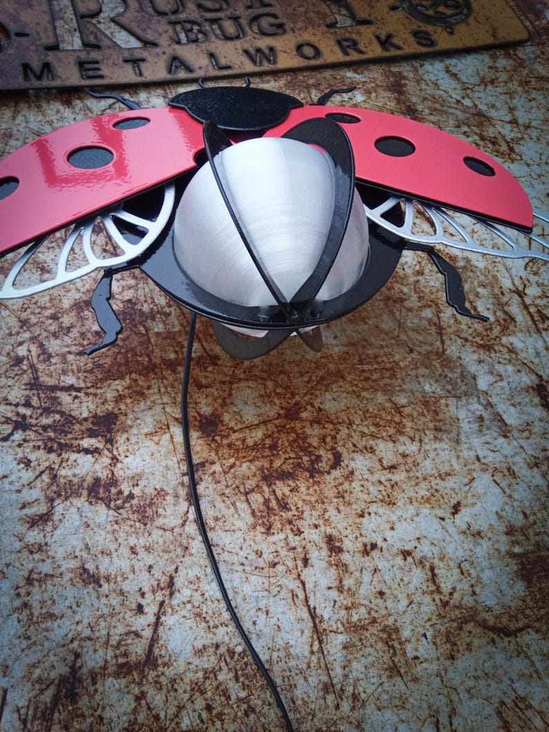 Wall Mounted Ladybug Beetle Metal/wood Sconce Insect Lamp Light Decor ...