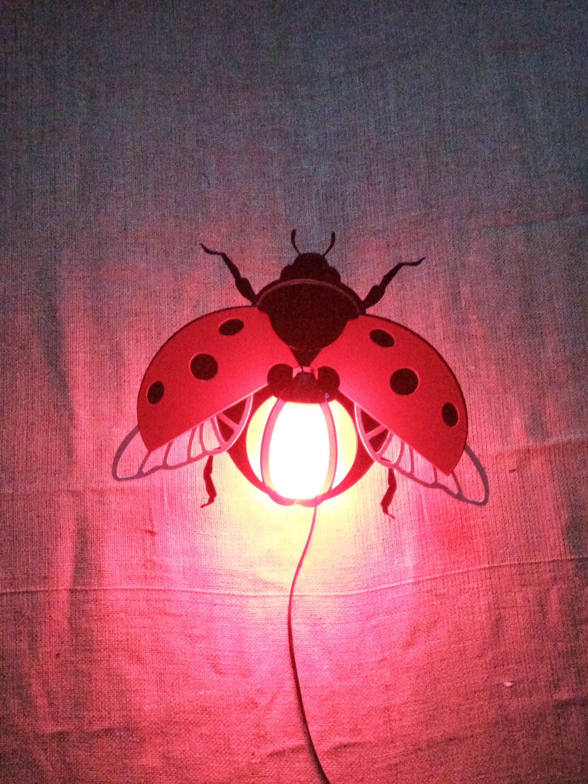 Wall Mounted Ladybug Beetle Metal/wood Sconce Insect Lamp Light Decor ...