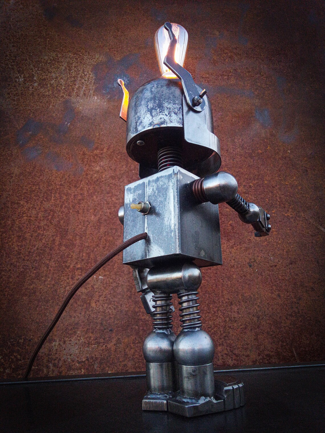 Robot Metal Sculpture Table Lamp / Cute Little Robot Figure - Etsy
