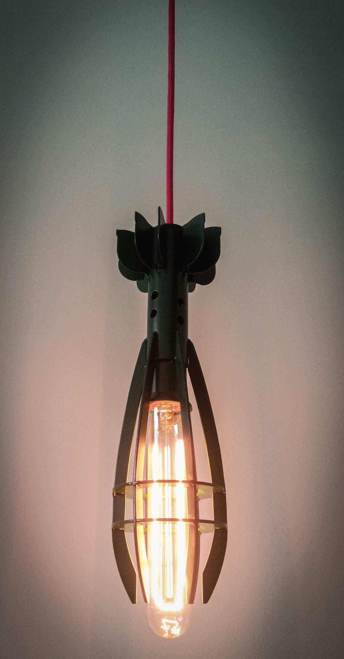 Military War Pendant Ceiling Metal Lamp Light Mortar Mine 80mm Replica ...