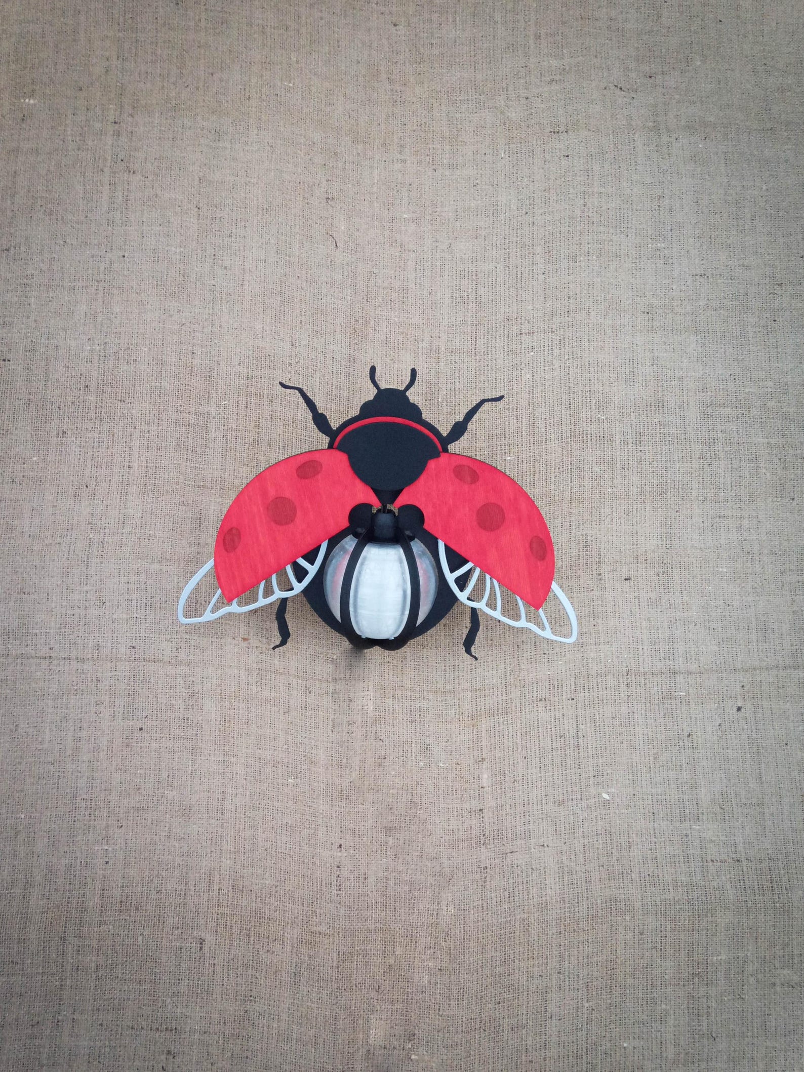Wall Mounted Ladybug Beetle Metal/wood Sconce Insect Lamp Light Decor ...