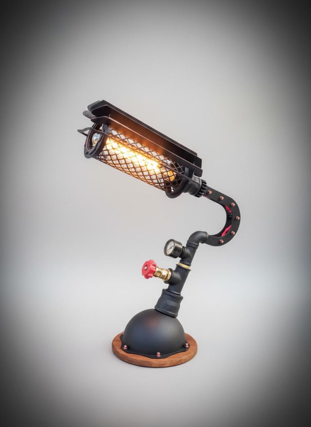 Steampunk Pipe Metal Industrial Table Lamp Light Fixture/ Edison Bulb ...