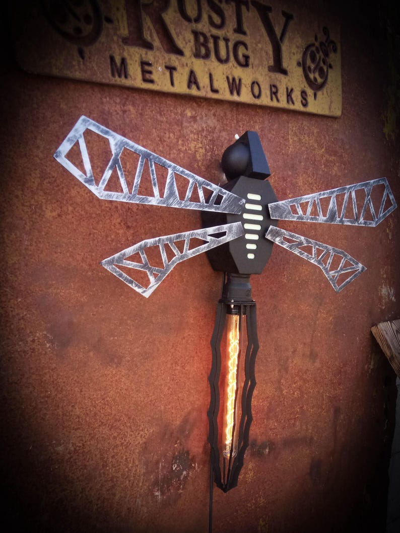 Dragonfly Metal Wall Sconce Light Edison Steampunk Insect Lamp - Etsy