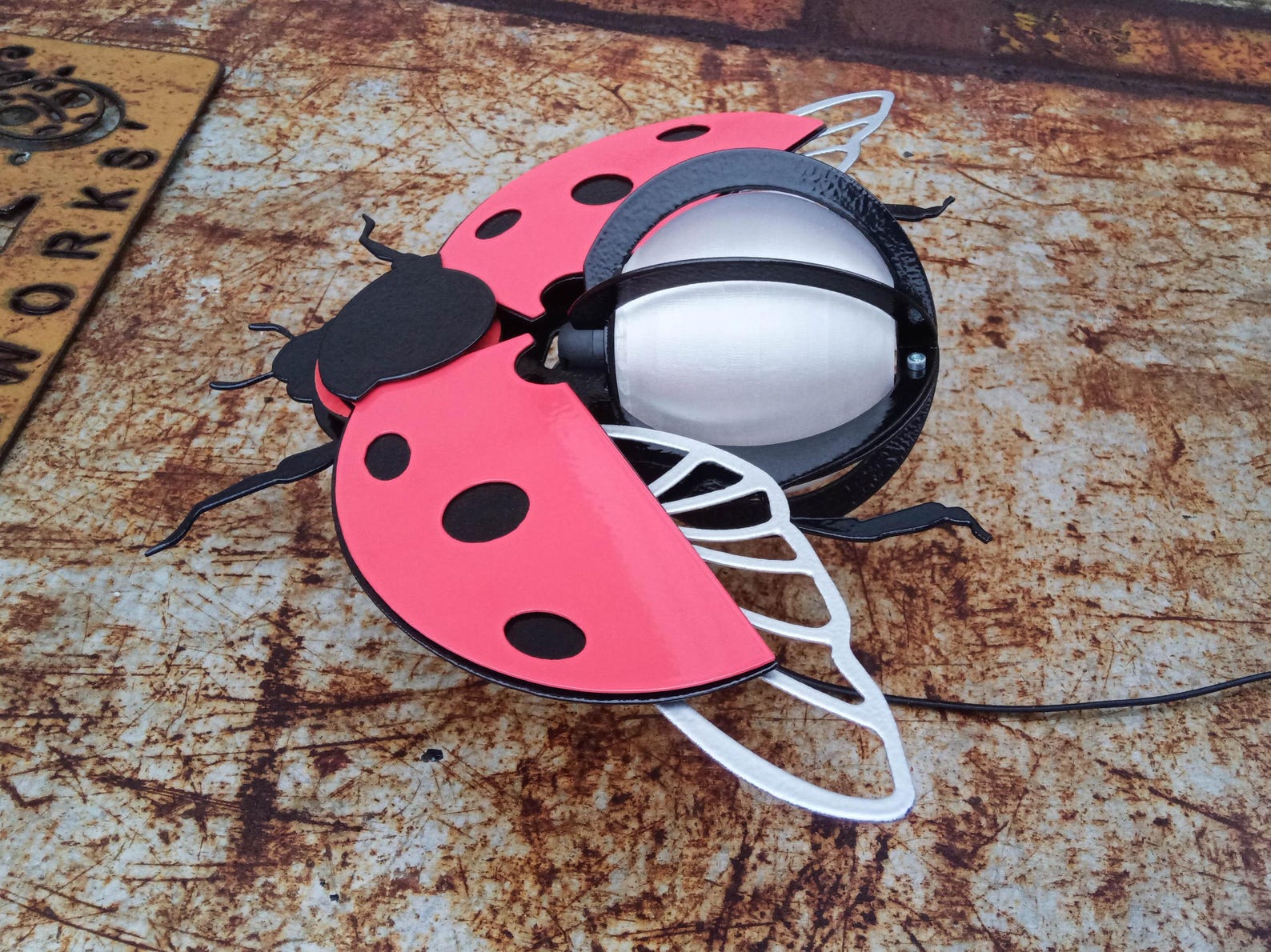 Wall Mounted Ladybug Beetle Metal/wood Sconce Insect Lamp Light Decor ...