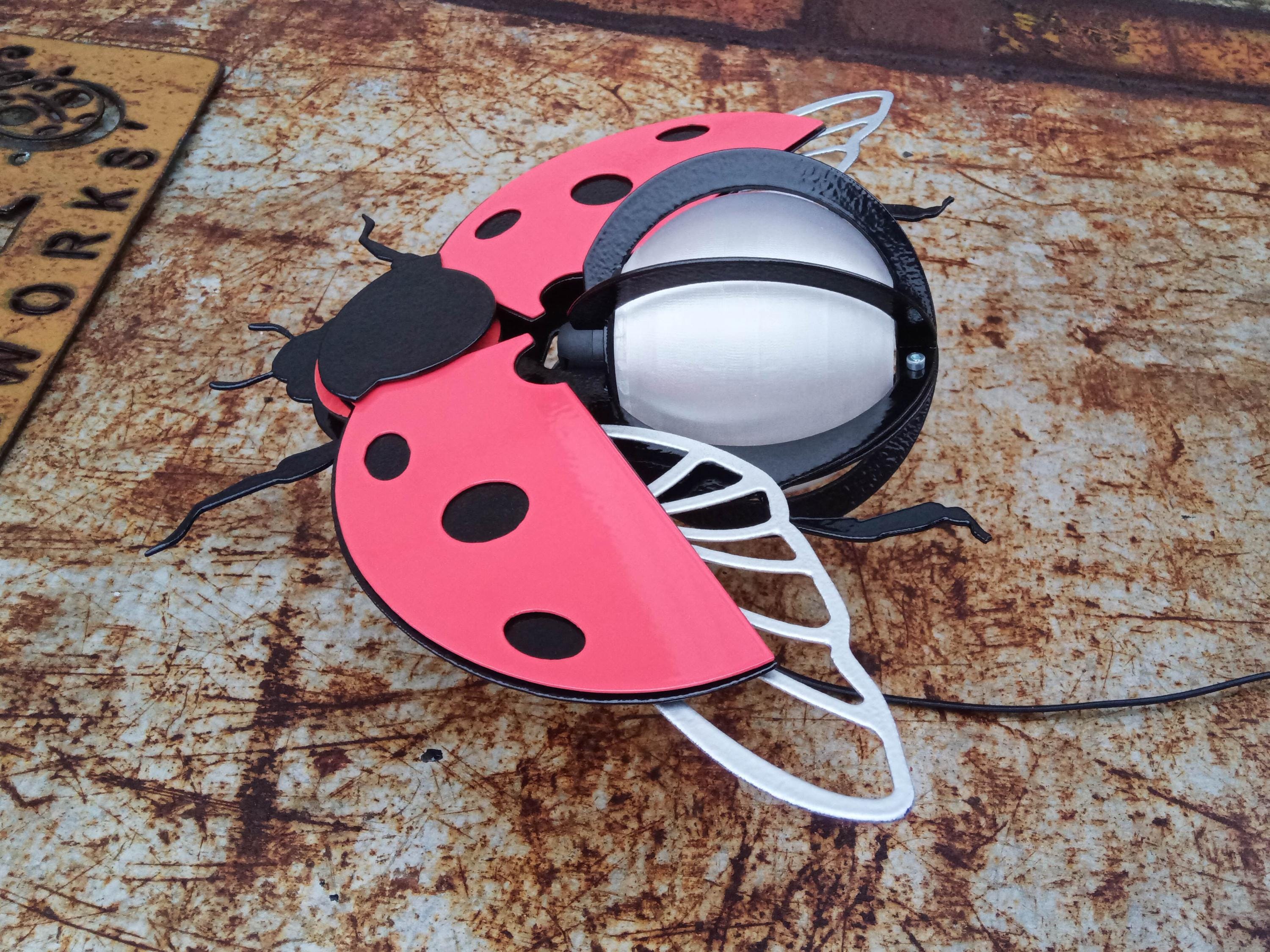 Wall Mounted Ladybug Beetle Metal/wood Sconce Insect Lamp Light Decor ...