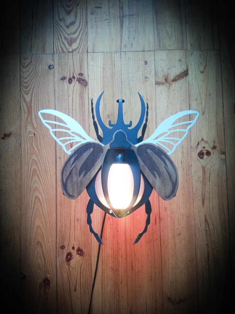 Hercules Beetle Metal Sculpture, Insect With Horns and Wings Spread ...