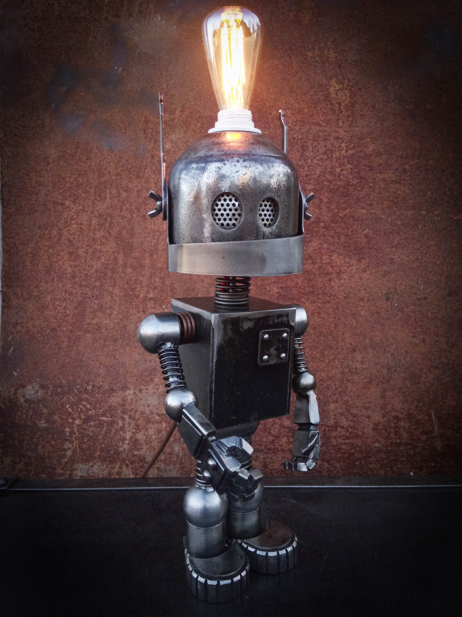 Robot Metal Sculpture Table Lamp / Cute Little Robot Figure - Etsy