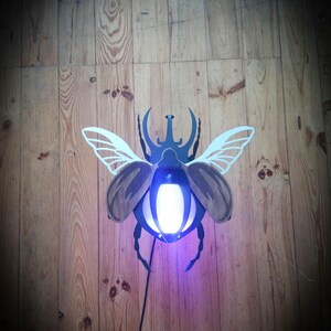 Hercules Beetle Metal Sculpture, Insect With Horns and Wings Spread ...