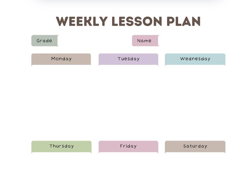 Printable Weekly Homeschool Lesson Plan: Daily Activities Planner ...