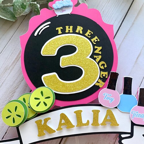 Litte Miss Threenager Threenager Spa Party Cake Topper - Etsy
