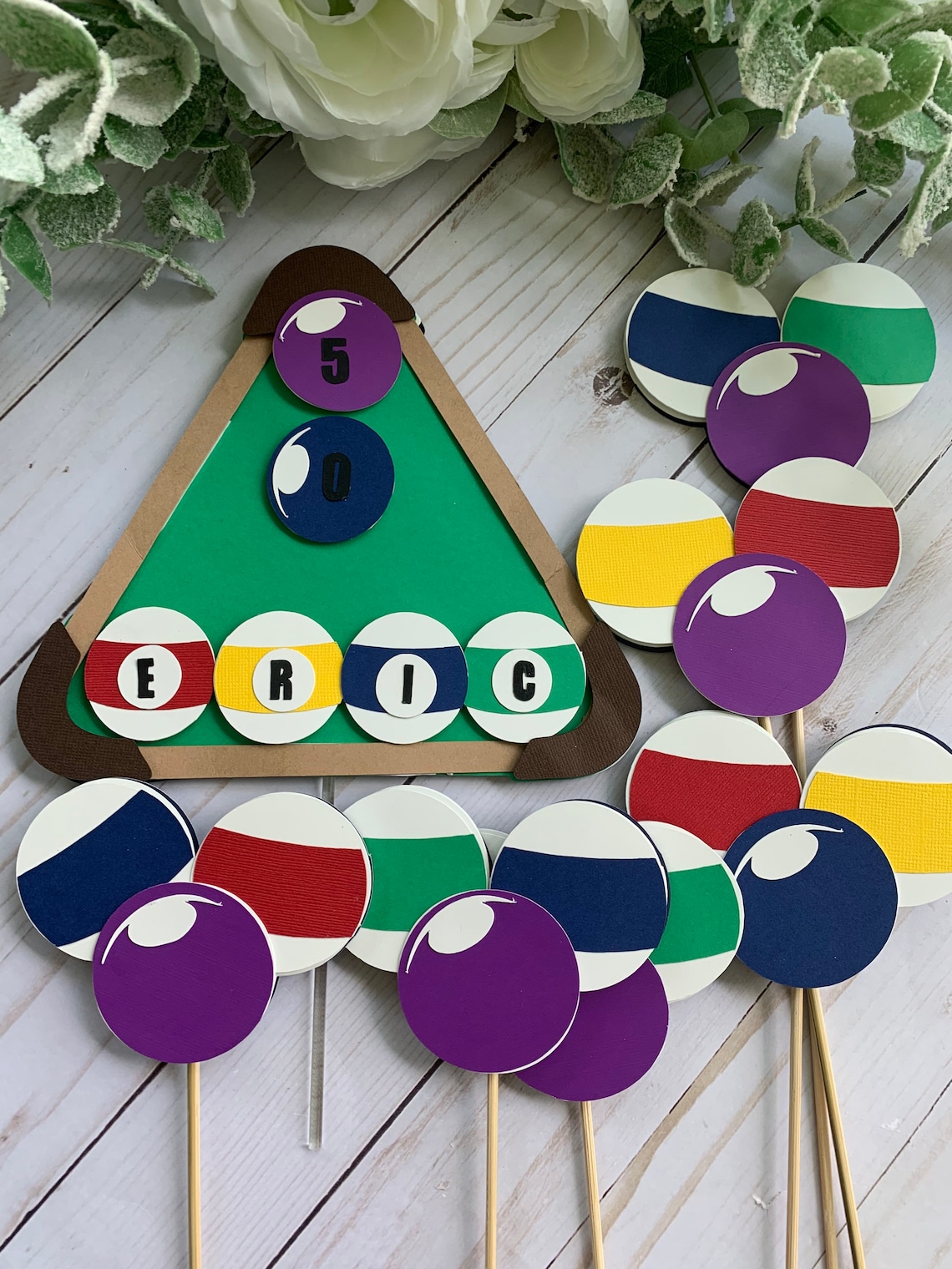 Billiards Party Theme Cake Topper Snooker Cake Topper Pool - Etsy