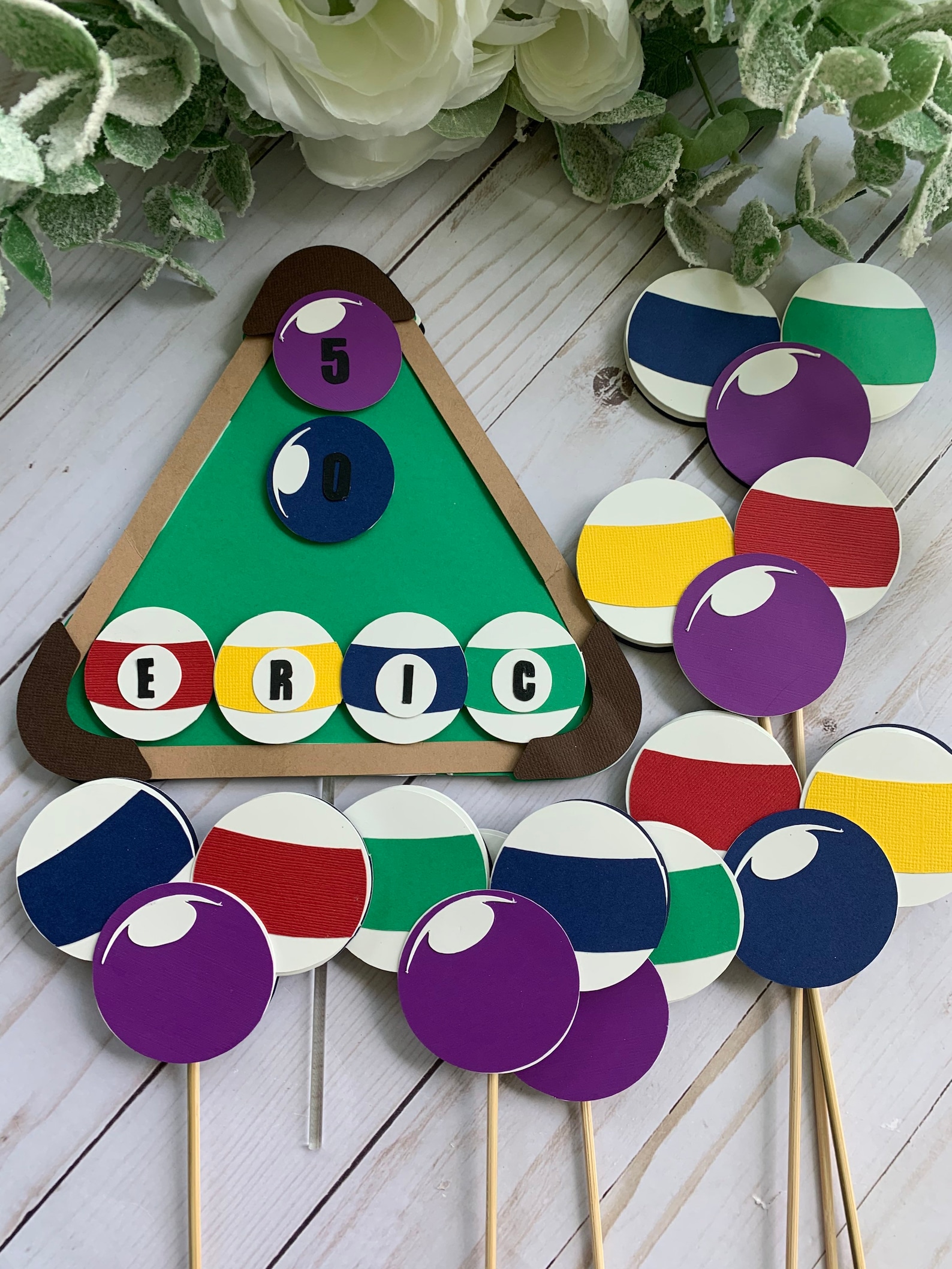 Billiards Party Theme Cake Topper Snooker Cake Topper Pool - Etsy