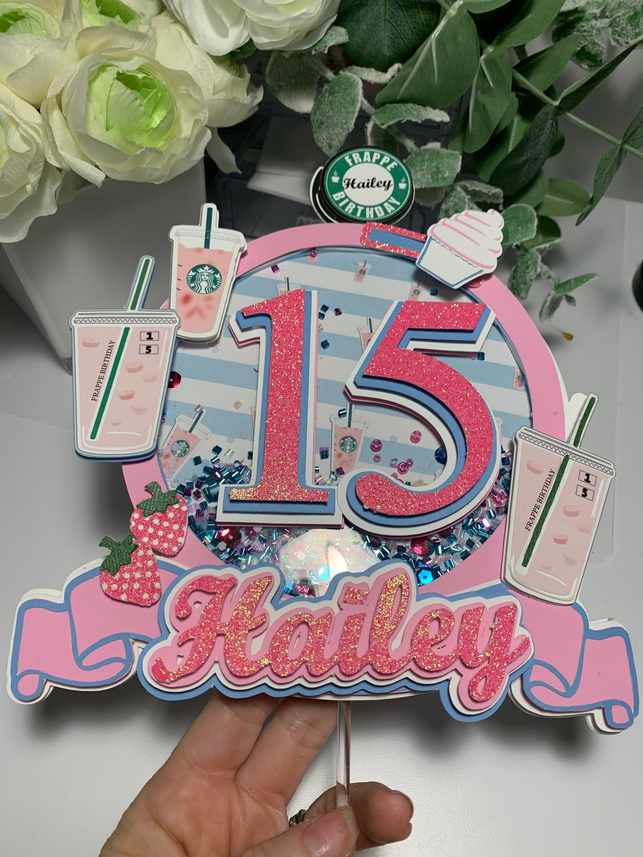Frappy Birthday Starbucks inspired Topper frappe birthday | Etsy