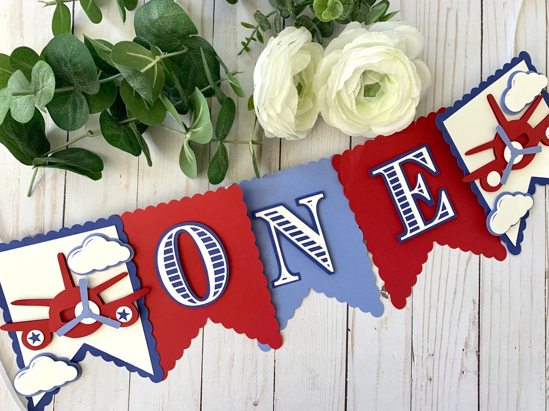 Time Flies Airplane Banner, Airplane High Chair Birthday Banner, Time ...