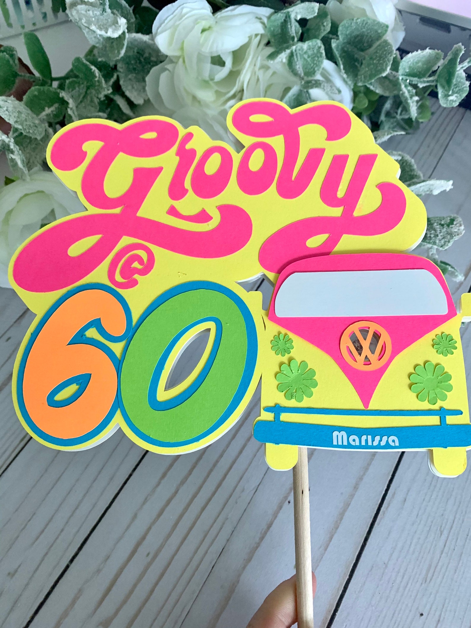 Groovy Cake topper Flower power 60s 60th Birthday Hippie | Etsy
