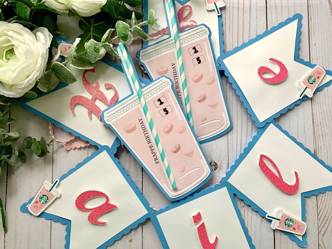 Frappy Birthday Starbucks inspired Topper frappe birthday | Etsy