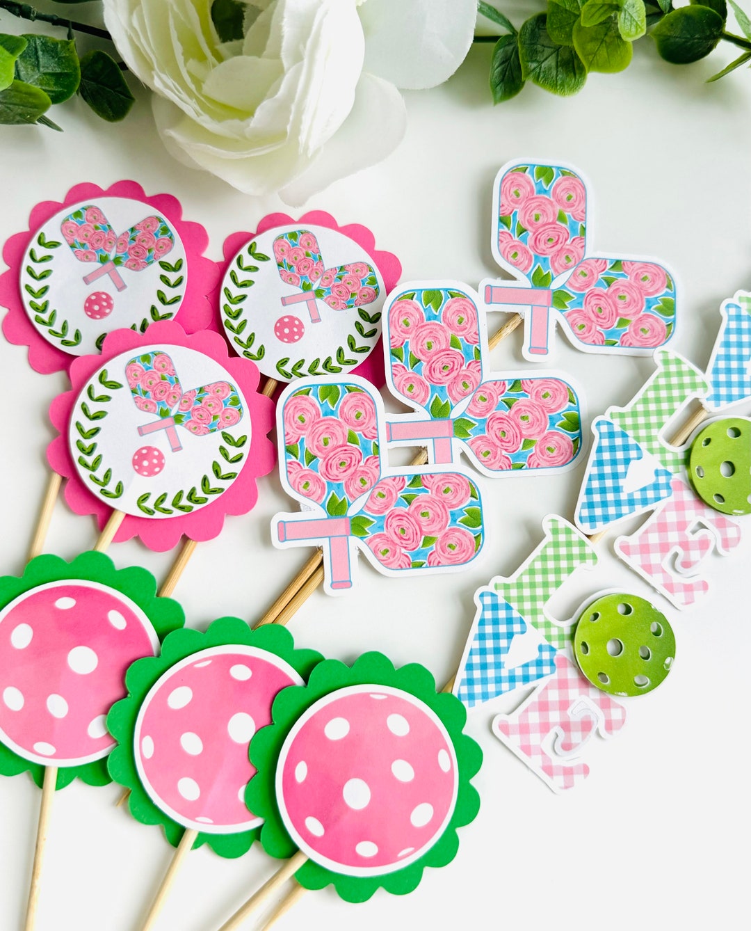 Pickleball Cupcake Toppers, Set of 12, Pickleball Team Party ...