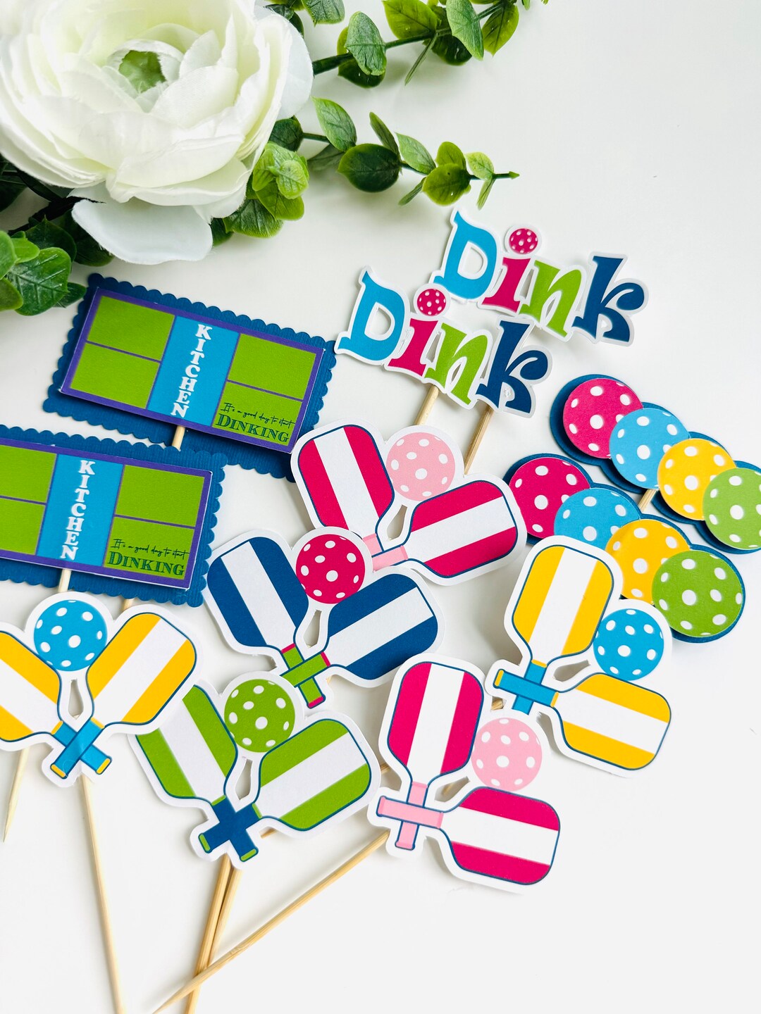 Pickleball Cupcake Toppers, Set of 12, Pickleball Team Party ...