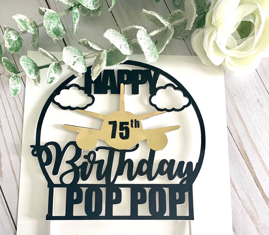 Airplane Cake Topper/ Vintage Cake Topper Happy Birthday / Veteran Cake ...