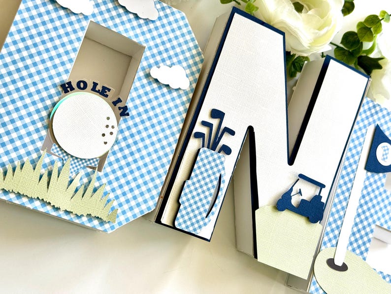 Blue Hole in One, 3D Letters, Golf Birthday 3D Letters, Golf 1st ...