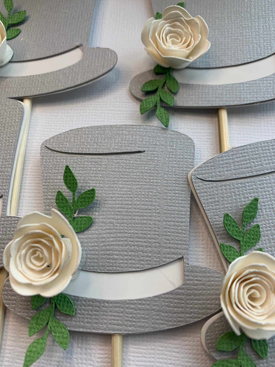 Wedding Cup Cake Toppers, Top Hat Wedding Toppers, Bridal Shower Cake ...