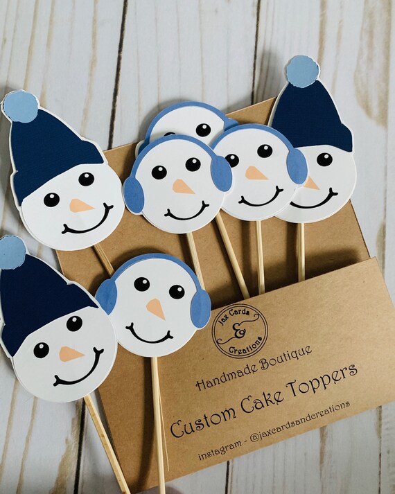 Snow Men Cake toppers / Winter Cake toppers / Cold outside / | Etsy