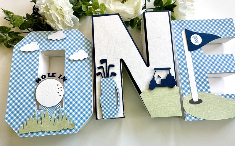 Blue Hole in One, 3D Letters, Golf Birthday 3D Letters, Golf 1st ...