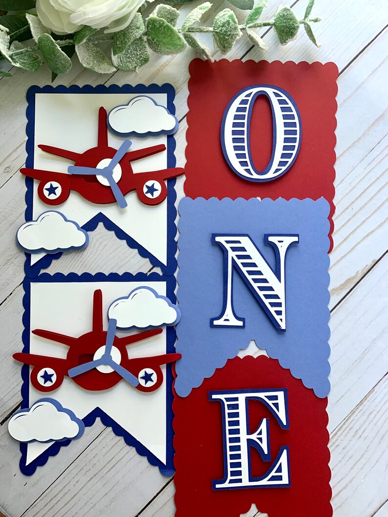 Time Flies Airplane Banner, Airplane High Chair Birthday Banner, Time ...