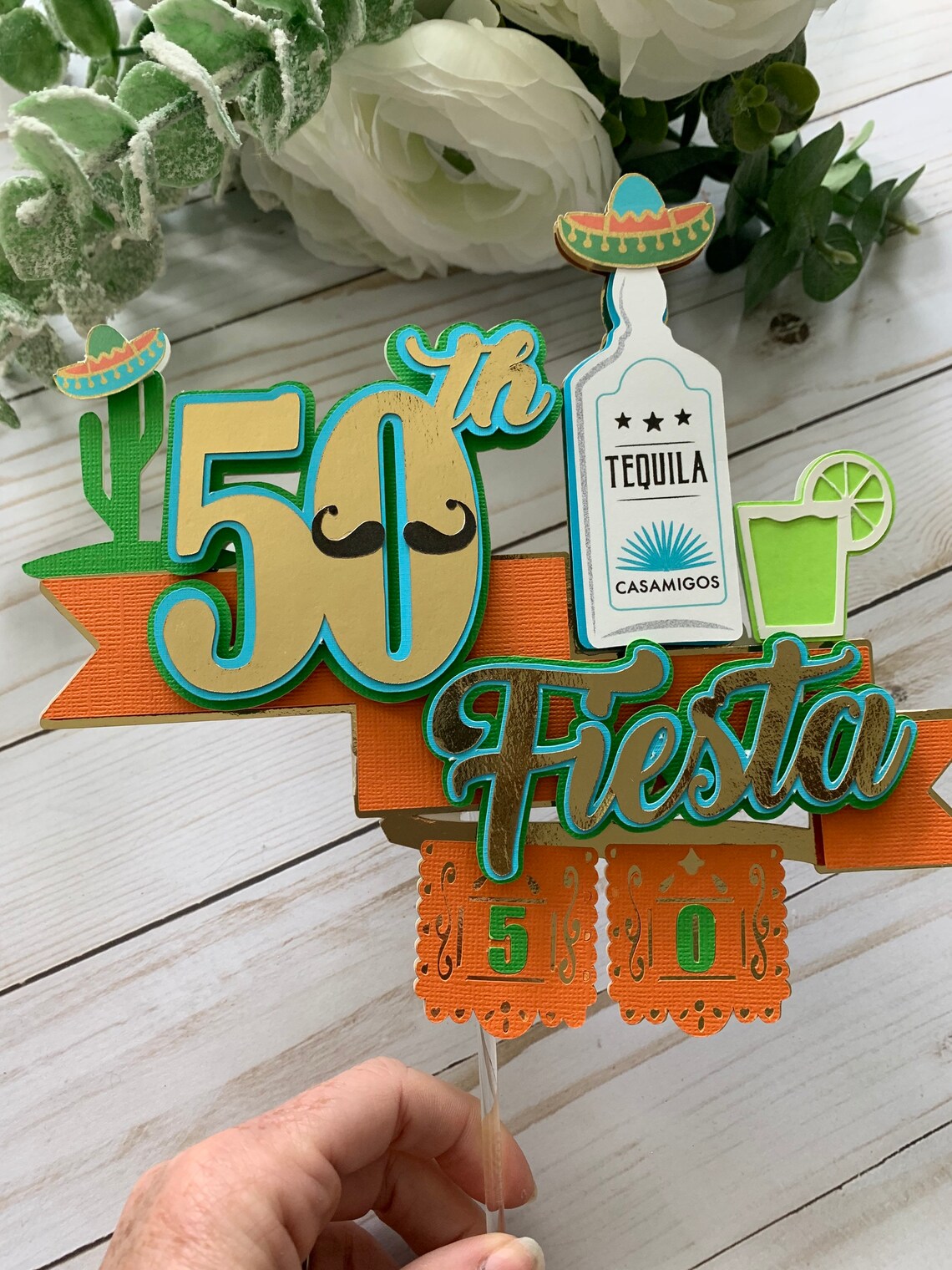 5oth Fiesta Cake Topper Tequila Cake Topper Fun at 50 - Etsy
