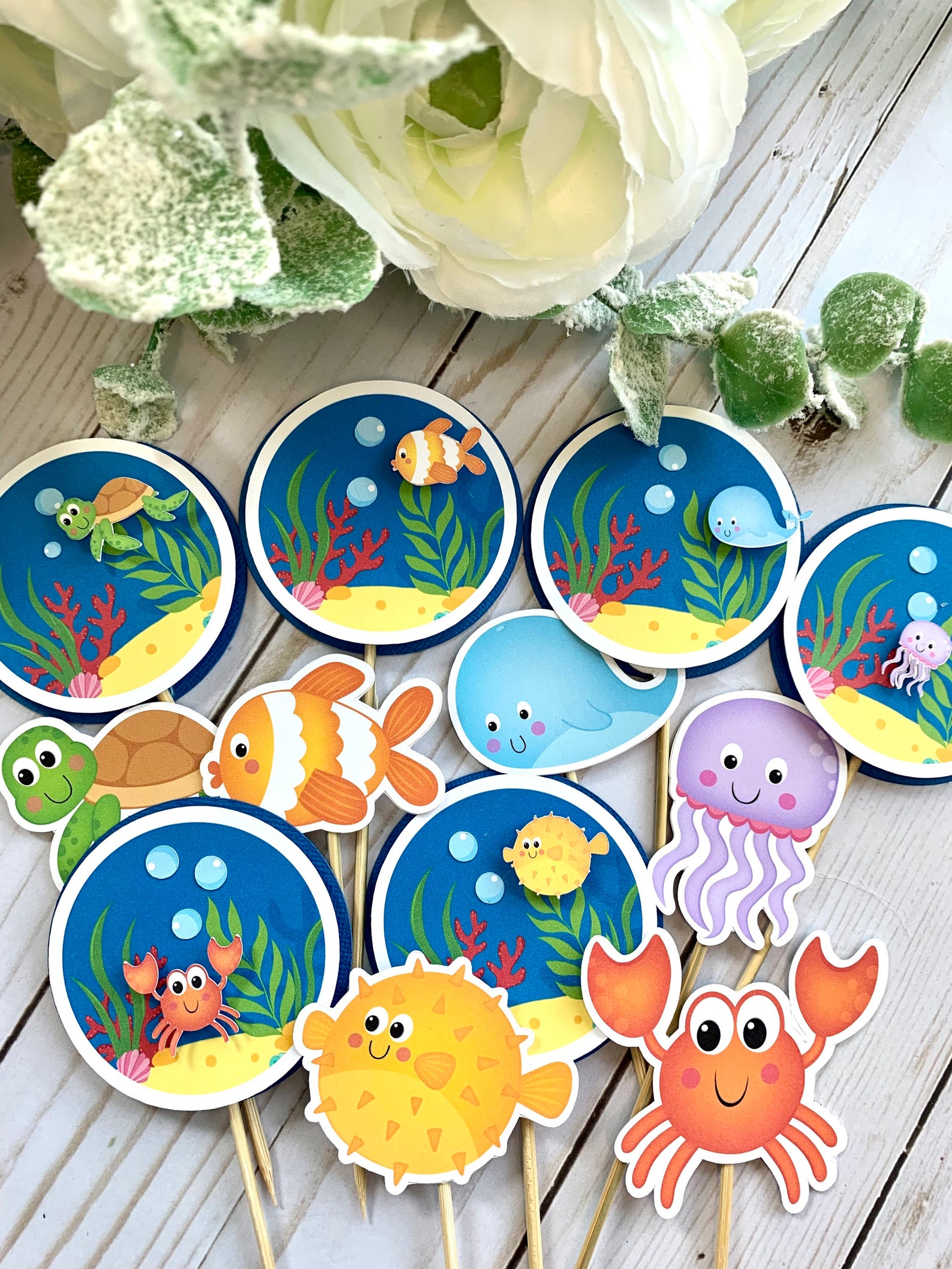 Under the Ocean Cup Cake Toppers. Under the Sea Toppers, Under the Sea ...