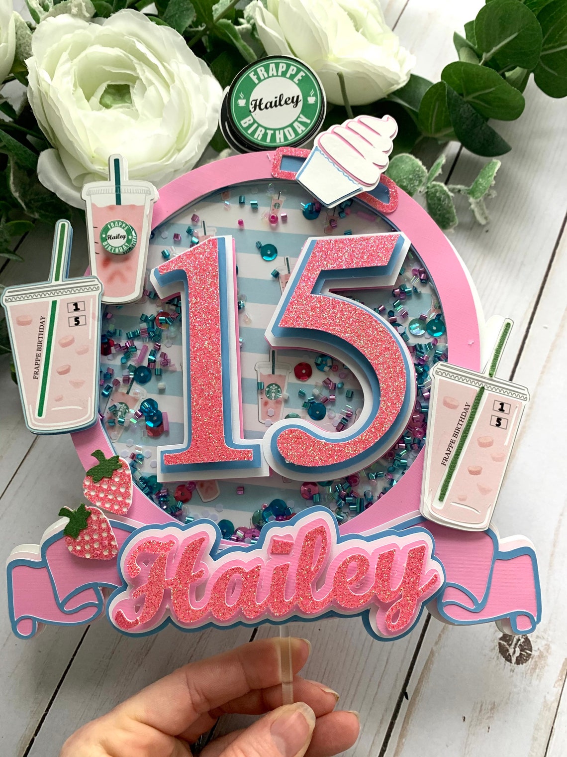 Frappy Birthday, Starbucks Inspired Topper, Frappe Birthday, Coffee ...