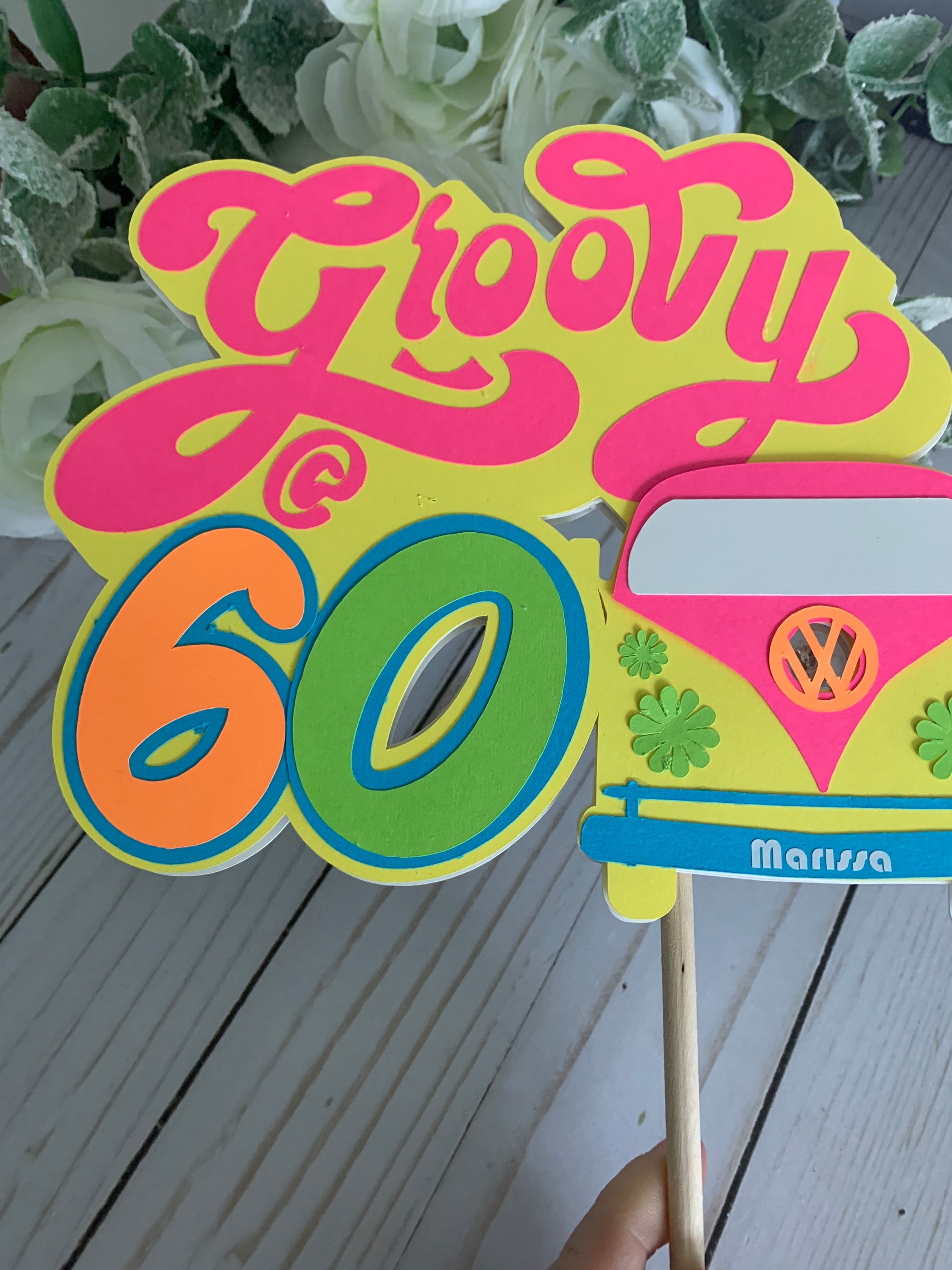Groovy Cake topper Flower power 60s 60th Birthday Hippie | Etsy