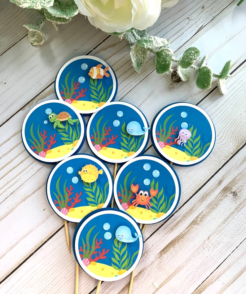 Under the Ocean Cup Cake Toppers. Under the Sea Toppers Under | Etsy