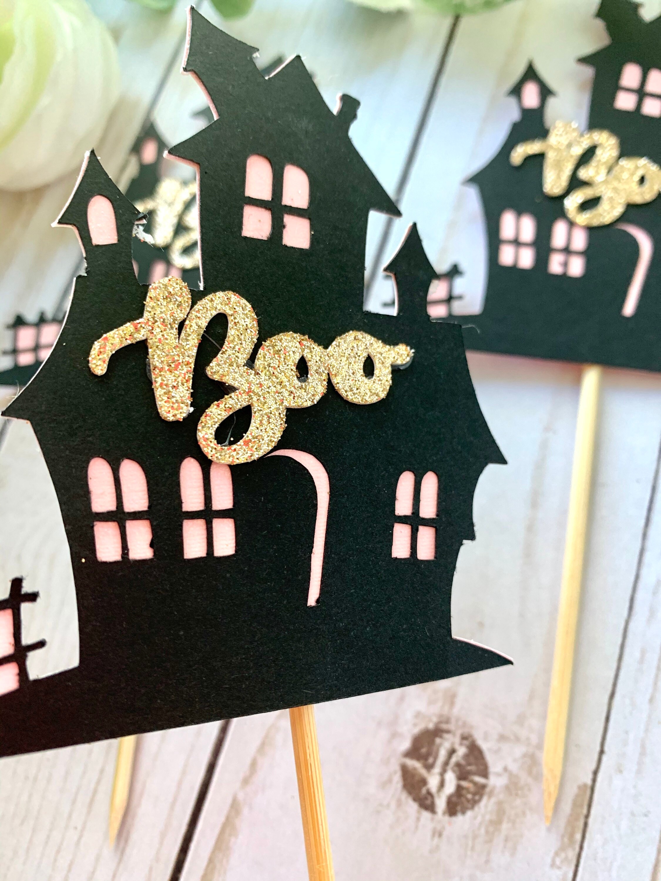 Haunted House Cake Toppers / Pink Halloween / Trick or Treat / - Etsy