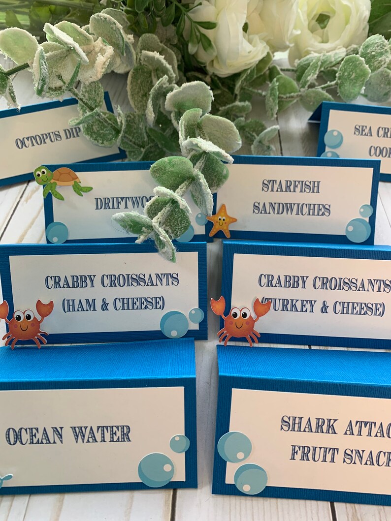 Under the Ocean Food Labels Place Cards Under the Sea Food - Etsy