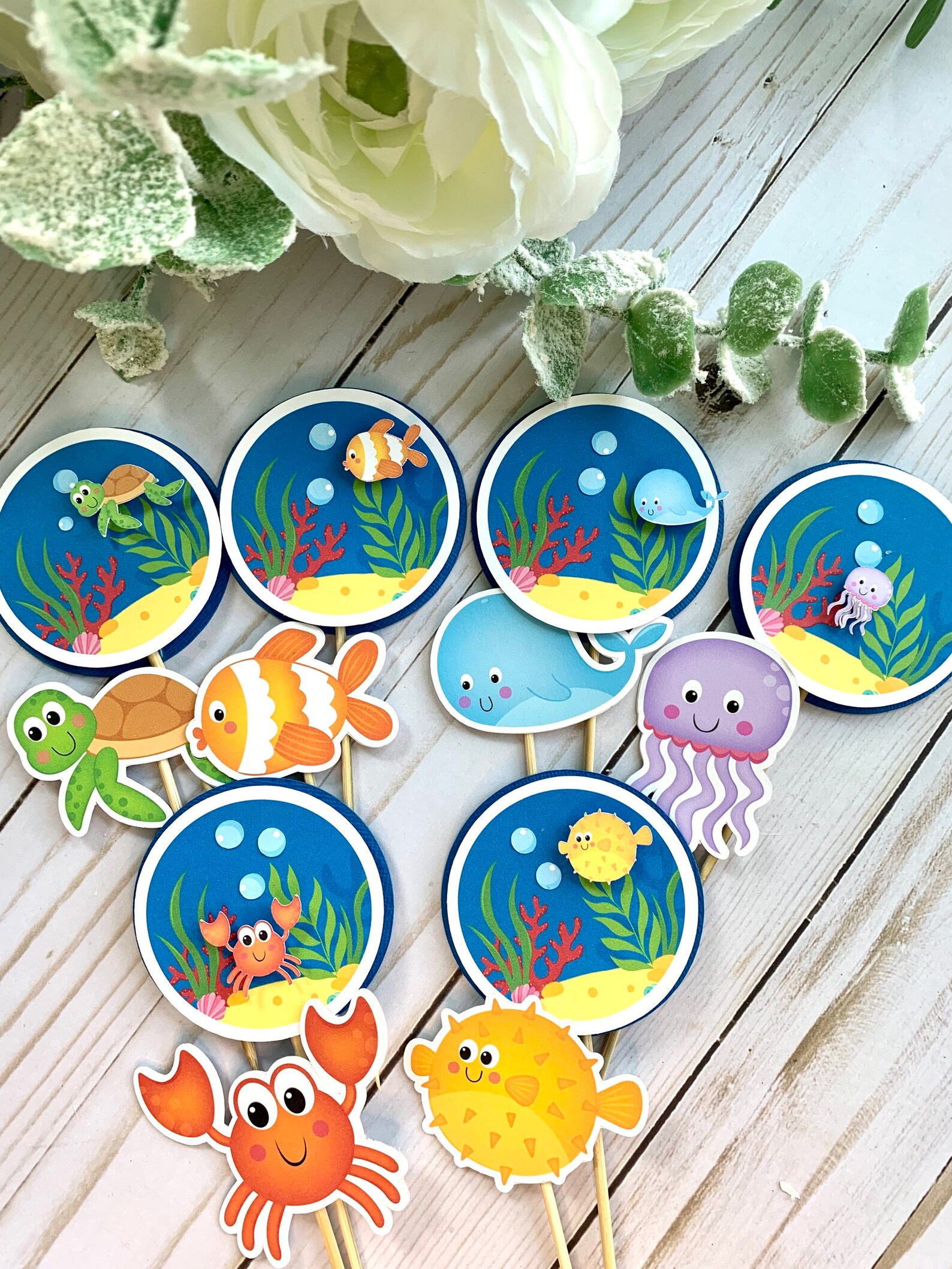 Under the Ocean Cup Cake Toppers. Under the Sea Toppers Under | Etsy