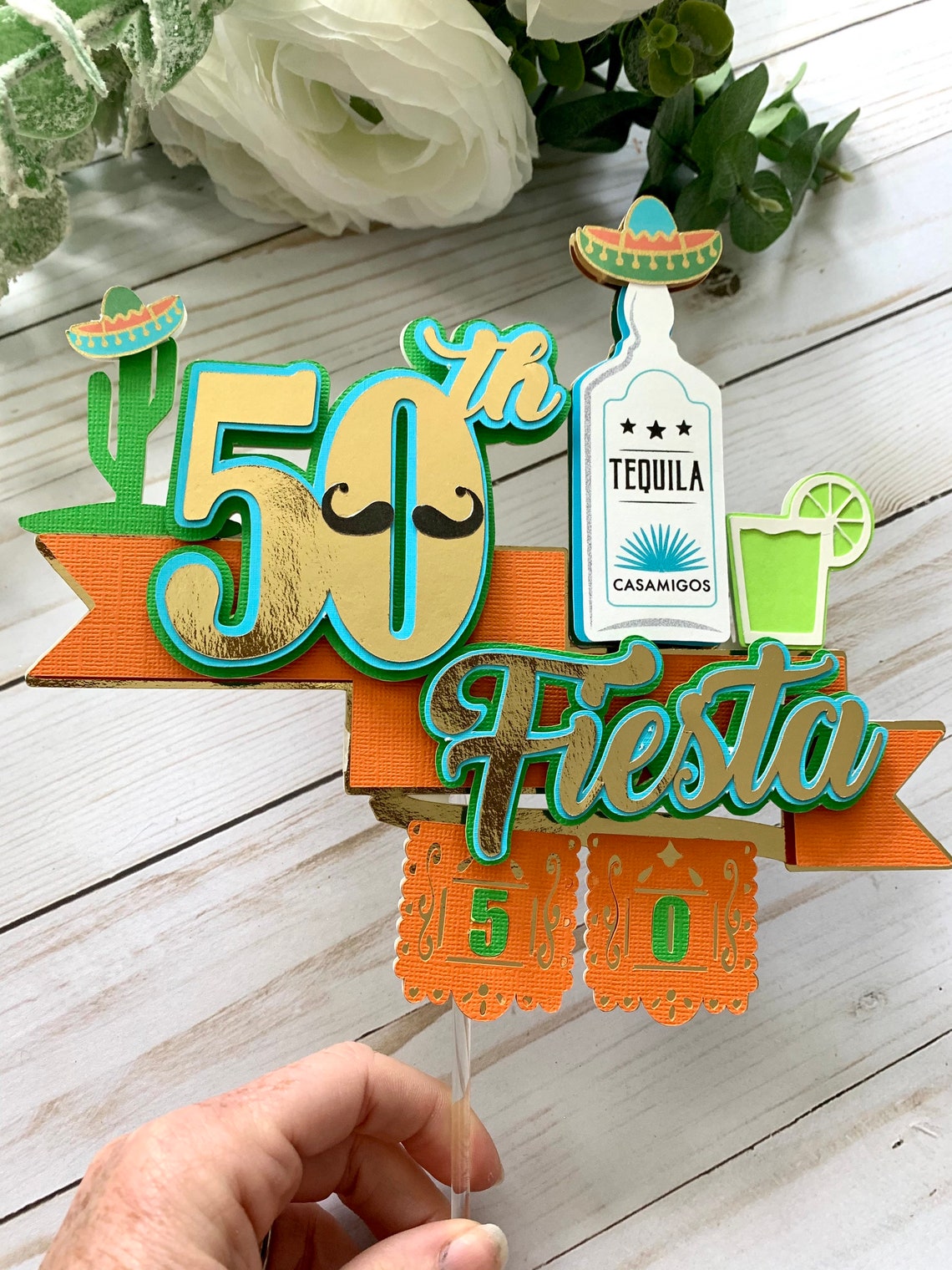 5oth Fiesta Cake Topper Tequila Cake Topper Fun at 50 - Etsy