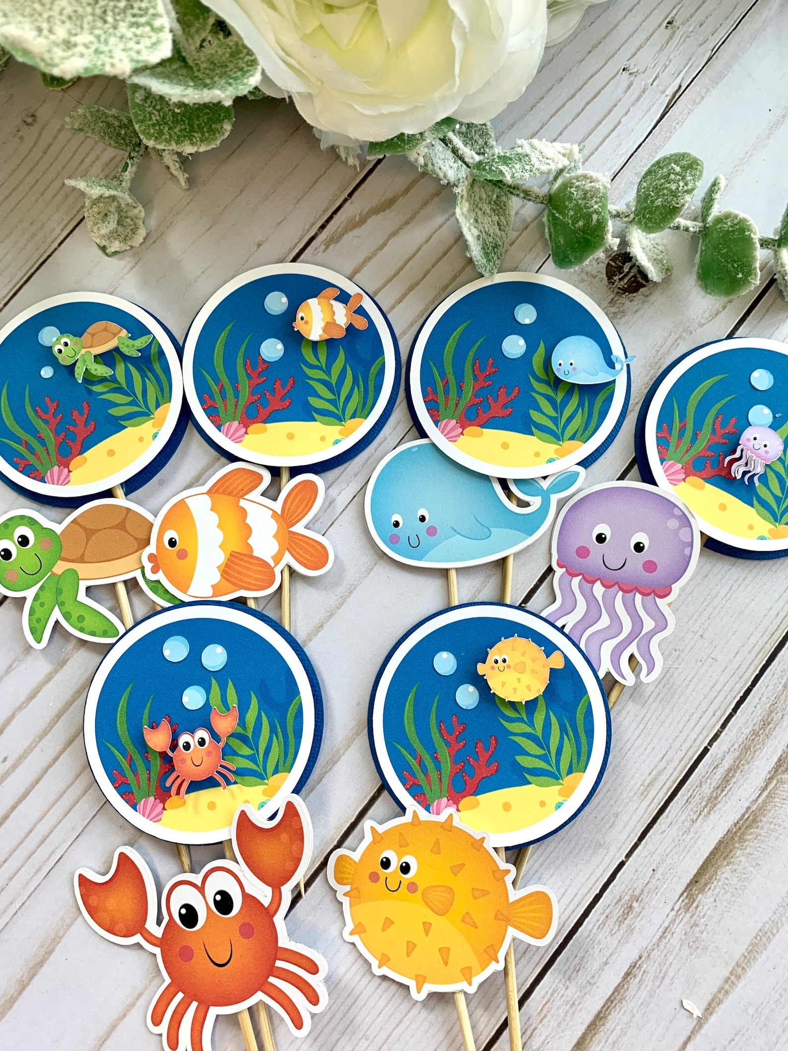 Under the Ocean Cup Cake Toppers. Under the Sea Toppers Under | Etsy