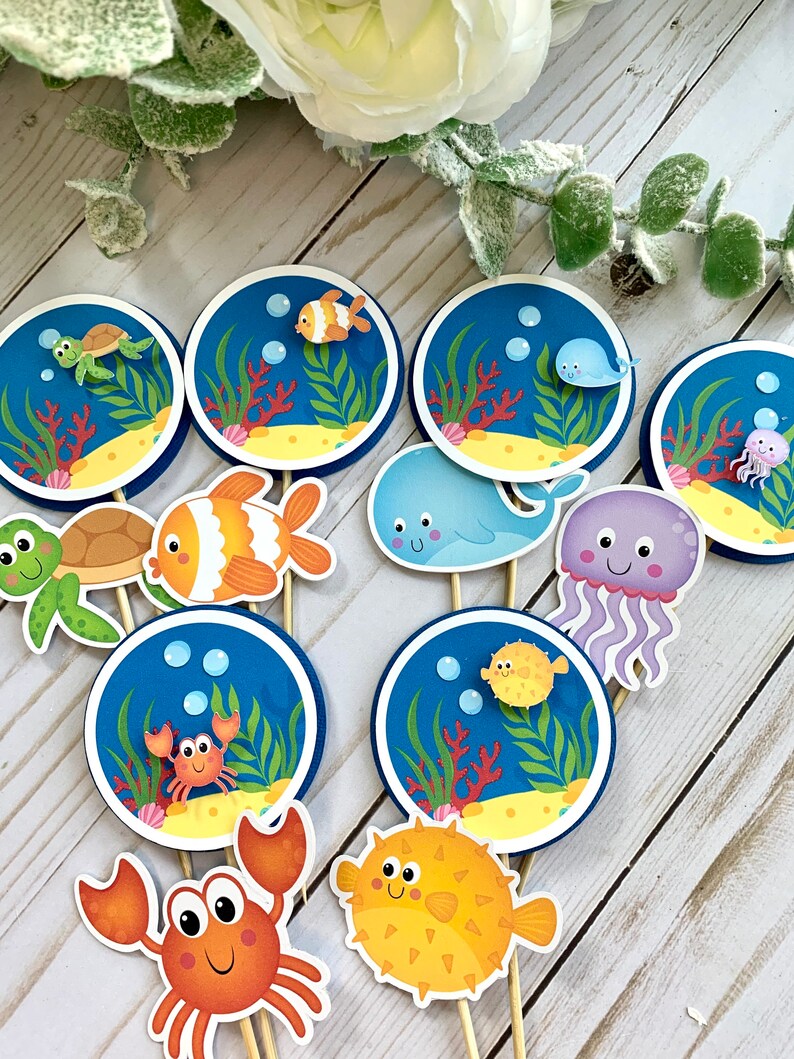 Under the Ocean Cup Cake Toppers. Under the Sea Toppers Under | Etsy