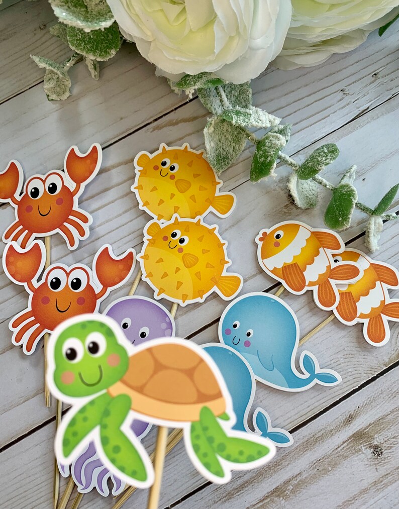 Under the Ocean Cup Cake Toppers. Under the Sea Toppers Under | Etsy