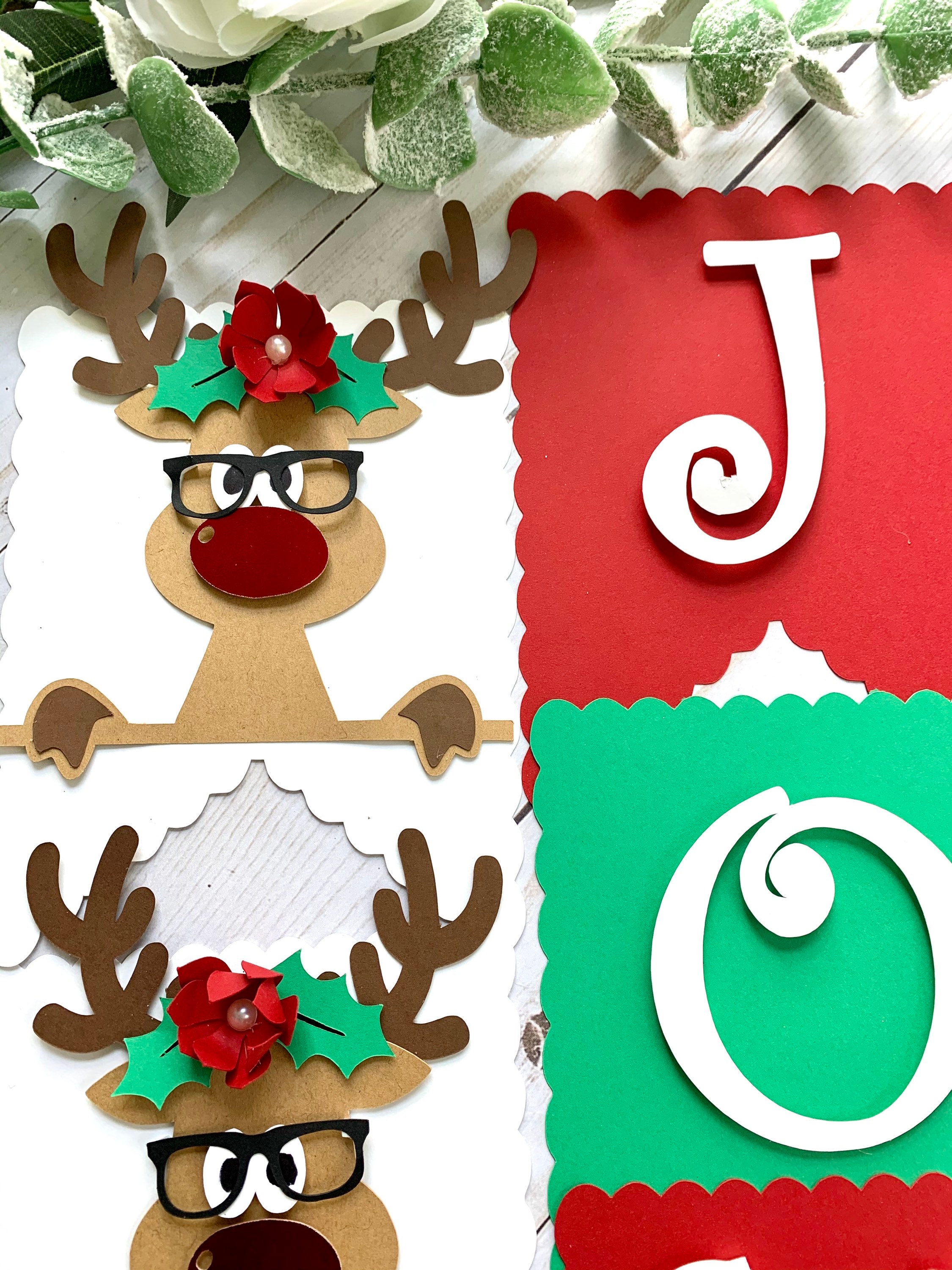 Reindeer Christmas Banner Reindeer JOY Banner Reindeer - Etsy