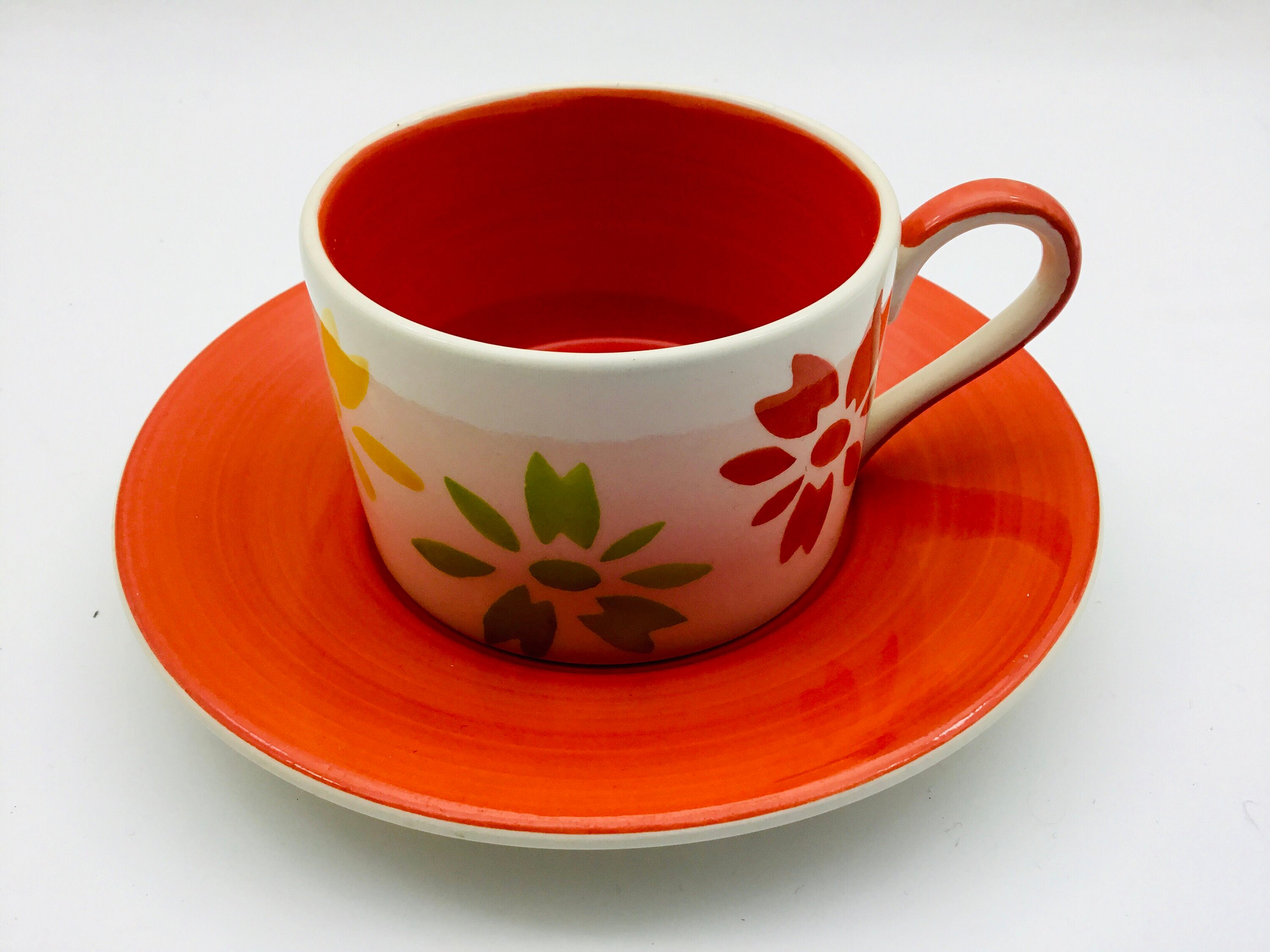 Whittard of Chelsea Handpainted Cup and Saucer Set in Orange and ...