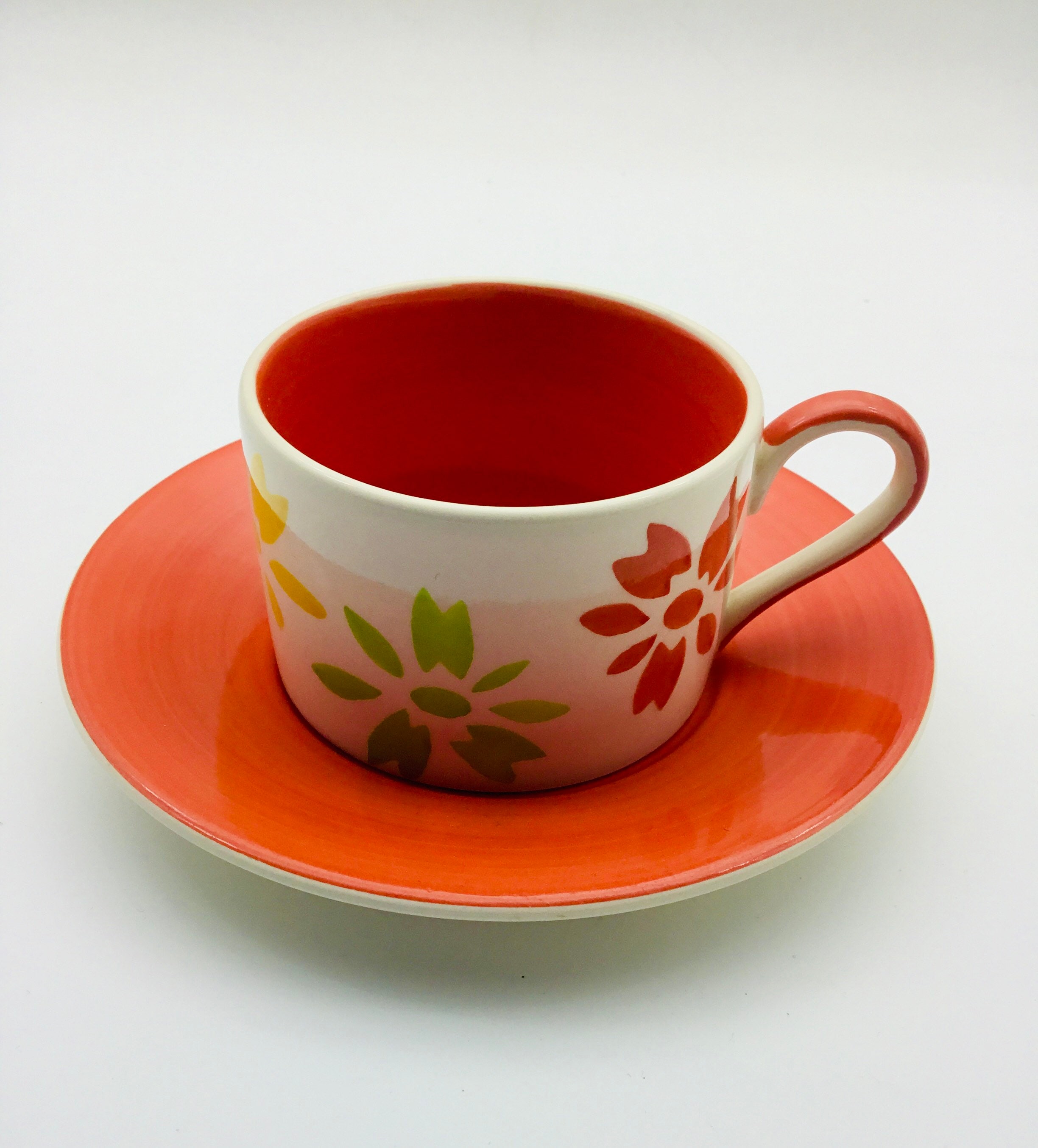 Whittard of Chelsea Handpainted Cup and Saucer Set in Orange and ...