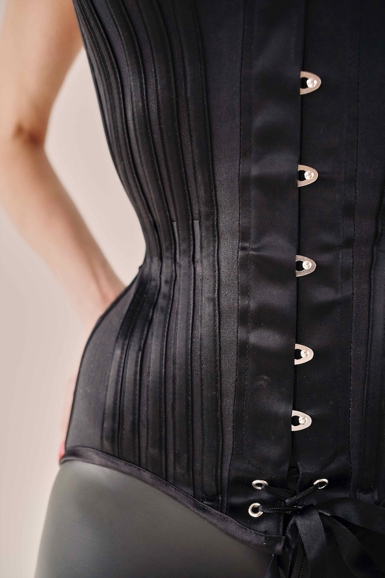 Deluxe Black Overbust Corset Cotton Coutil Satin Heavily Etsy