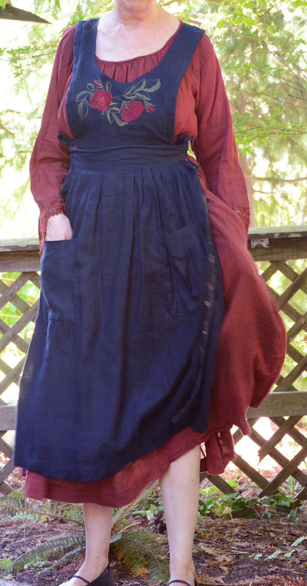 Hobbit Core Linen Combo With Embroidered Apron - Etsy