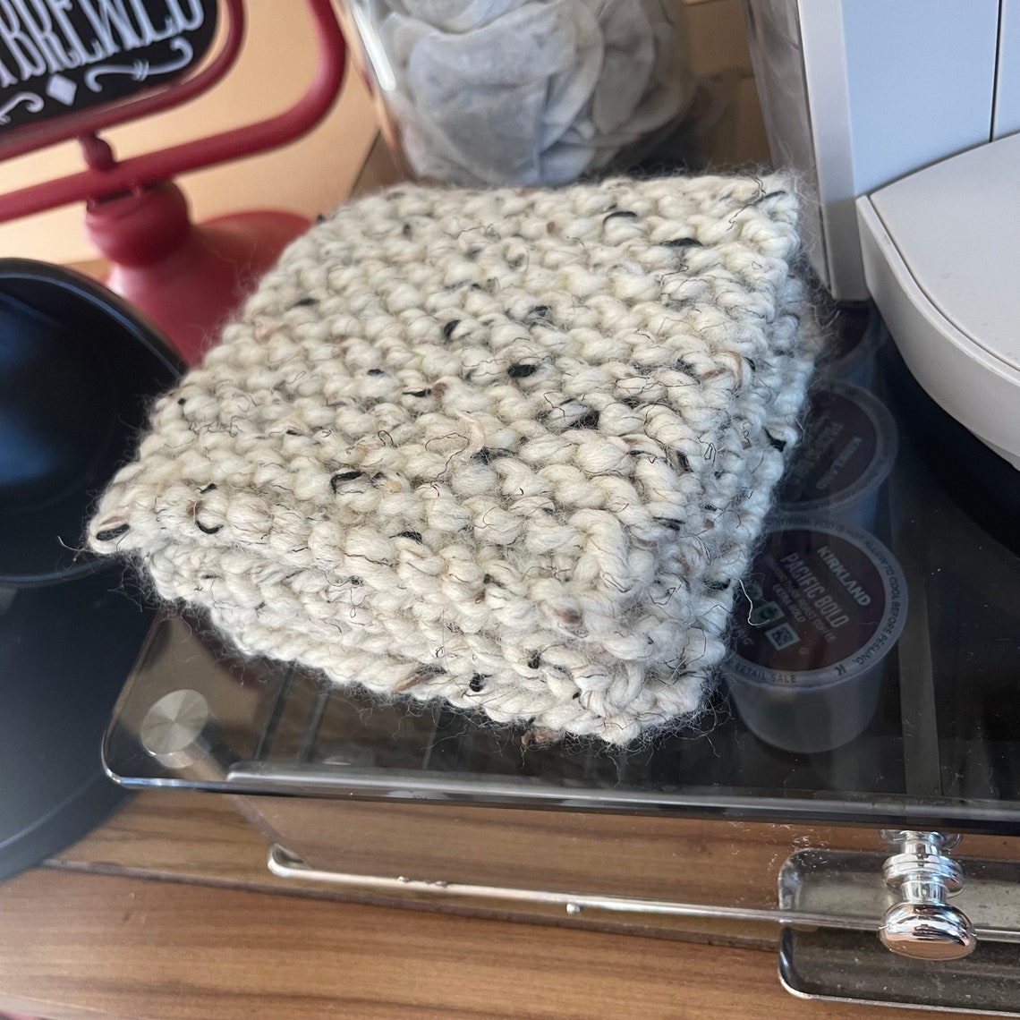 Knit Coaster Set of 4 | Knitted Coasters | Handmade Coaster Set | Knit ...