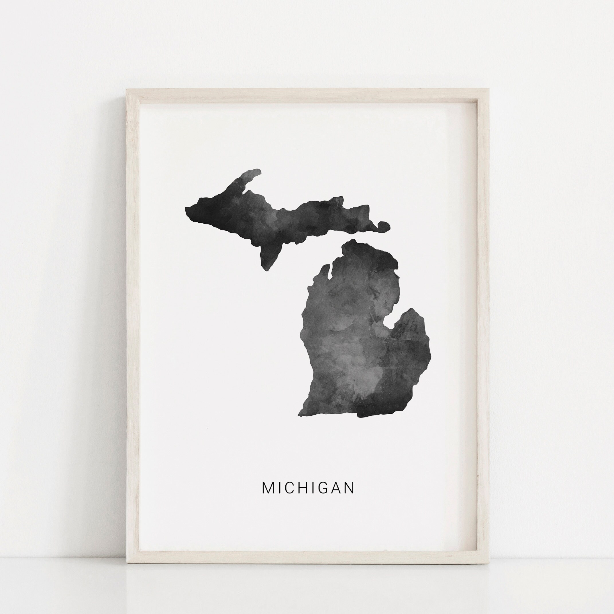 Michigan Map Print Michigan State Map Art Michigan State - Etsy