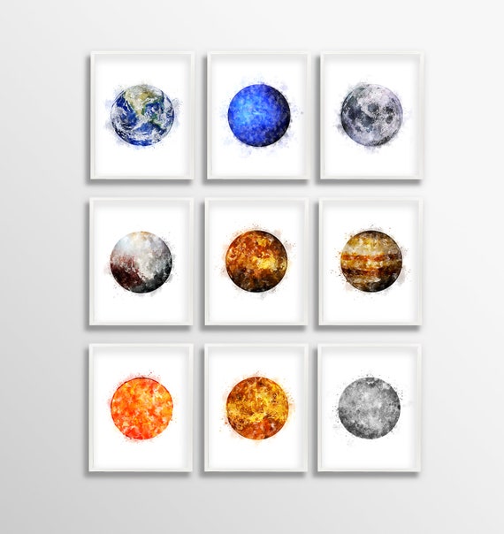 Solar System Print Set Planet Print Set Outer Space Print - Etsy