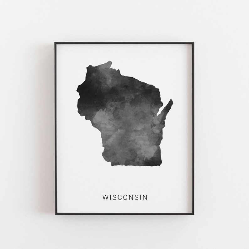 Wisconsin Map Print Wisconsin Wall Art Wisconsin State Map - Etsy